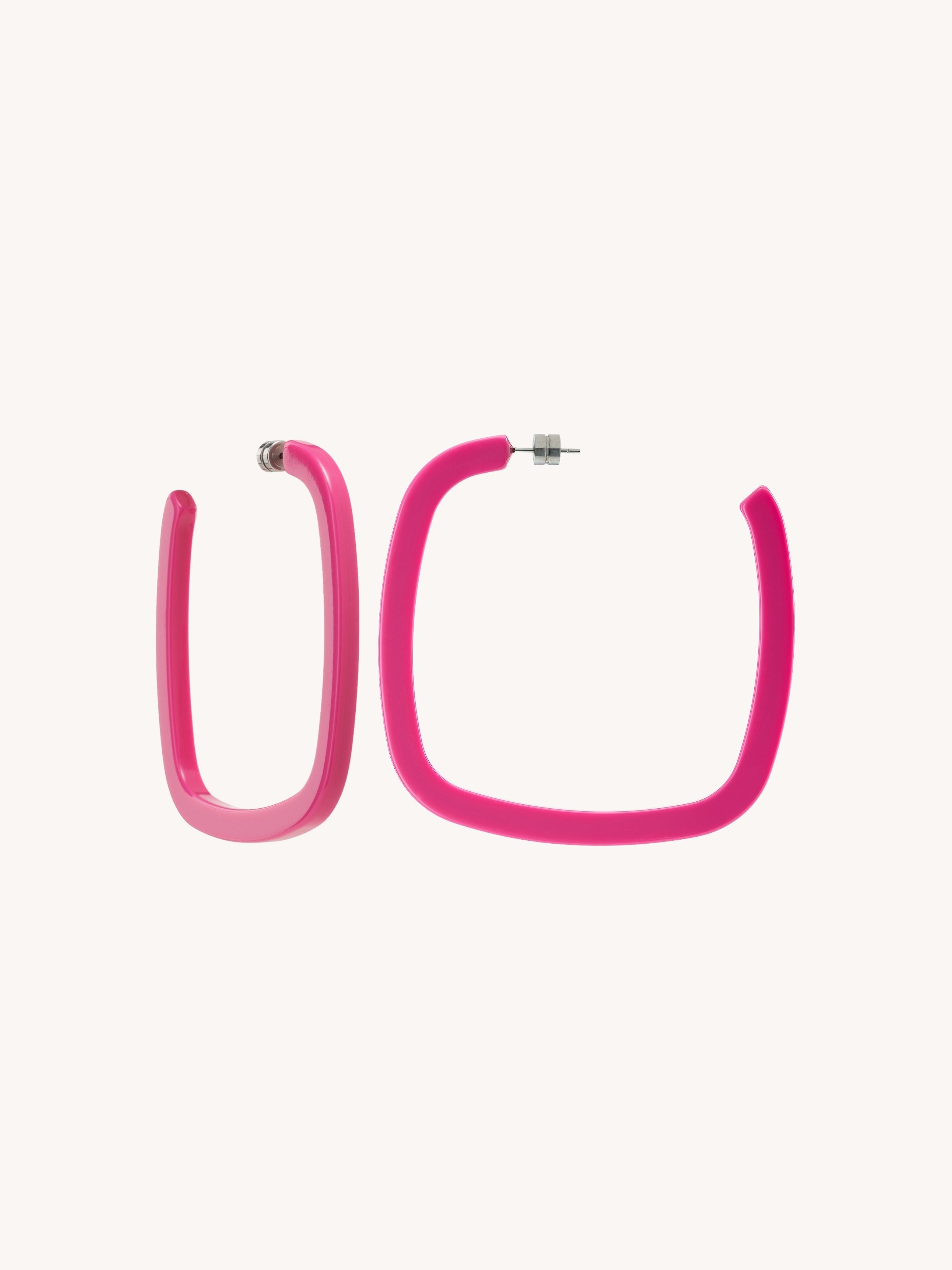 Large Square Hoops in Neon Pink – the stories